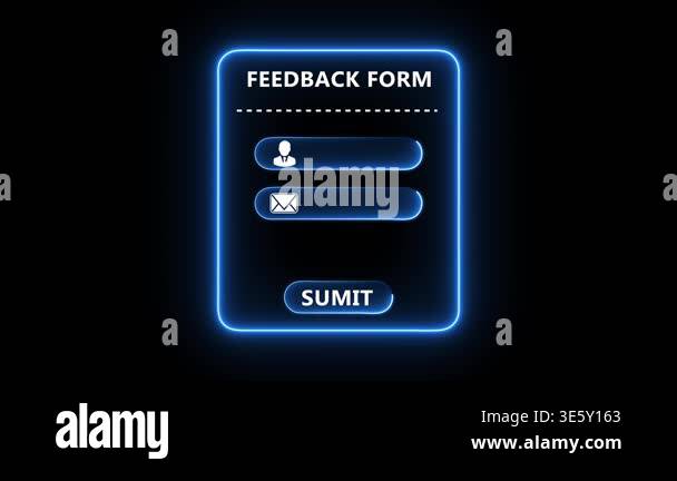Feedback form interface with user input fields and digital submission ...