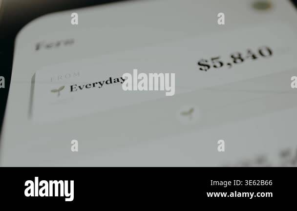 App interface displays an amount of USD from Everyday Stock Video ...