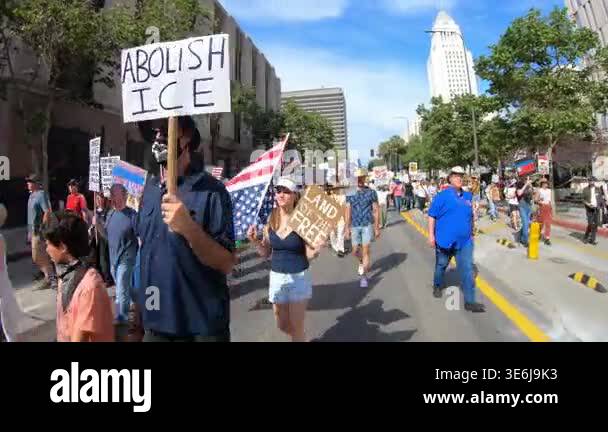 Los Angeles, California, USA, March 28, 2026: Protesters hold signs ...