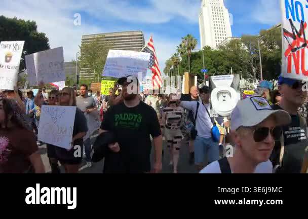 Los Angeles, California, USA, March 28, 2026: Protesters hold signs ...