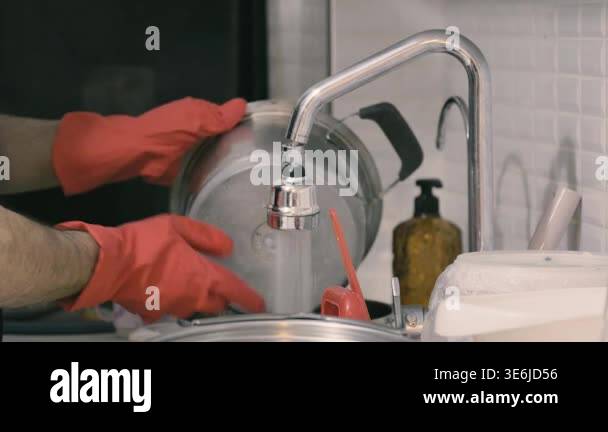 the process process. hands of man in the kitchen Stock Video Footage ...
