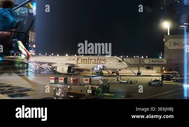 ISTANBUL, TURKEY - MARCH 23, 2026: Static shot of an Emirates Airbus ...
