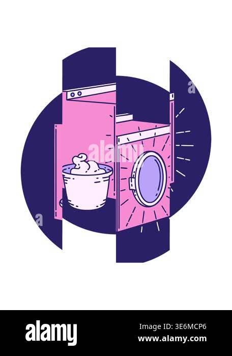 splitting motion animation of icon of a tattoo style washing machine ...
