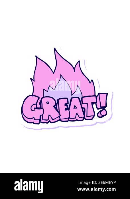 neon light effect animation of sticker of a GREAT cartoon symbol Stock ...
