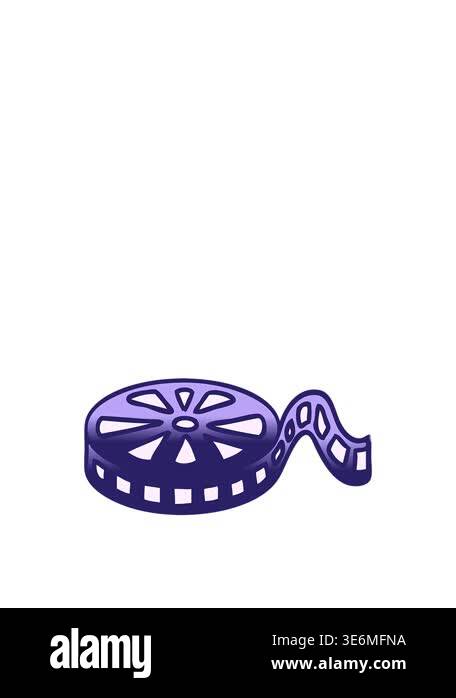 stretching up animation of gradient shaded cartoon of a film reel Stock ...