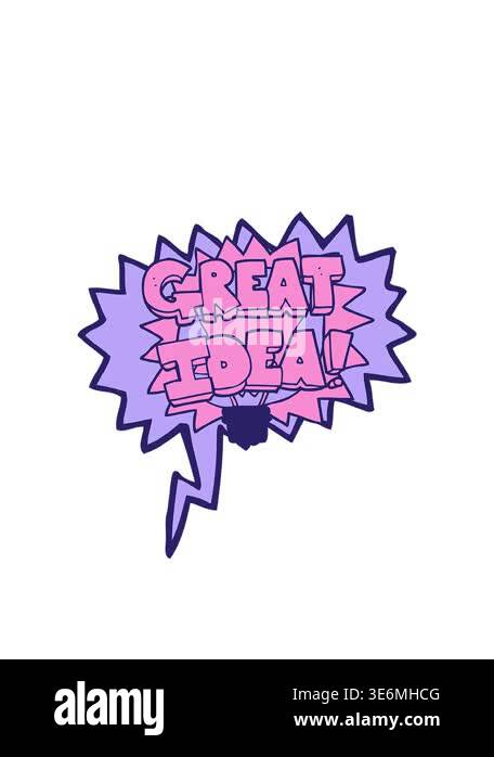 stretching up animation of speech bubble cartoon GREAT IDEA Stock Video ...