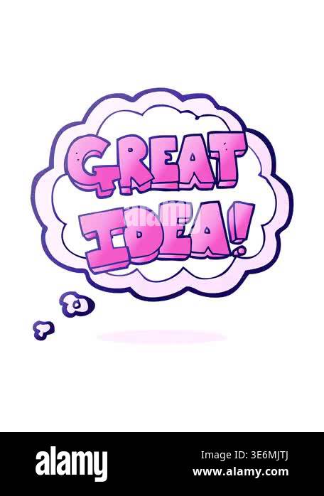 pixelize effect animation of freehand drawn thought bubble cartoon ...