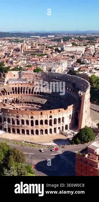 Aerial drone view of Rome Italy ancient landmarks, historic ...