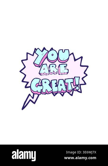 blinking radial lines animation of you are great freehand drawn speech ...