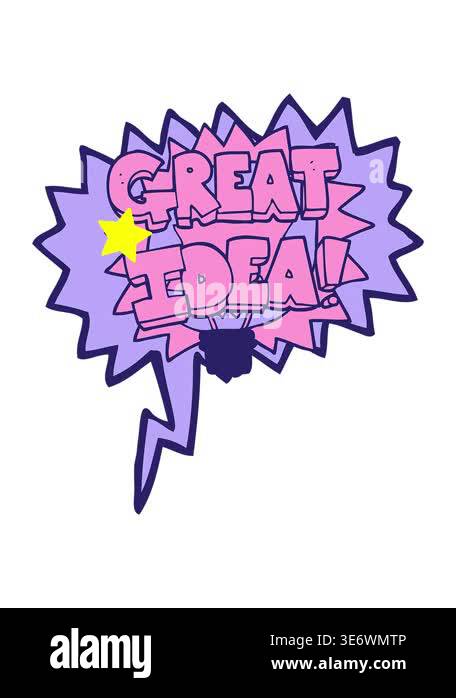 twinkling stars effect animation of speech bubble cartoon GREAT IDEA ...