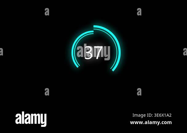 Forty number animation countdown timer cyan glowing circle hud loading ...