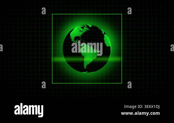 Rotating digital Earth animation Americas view global network ...
