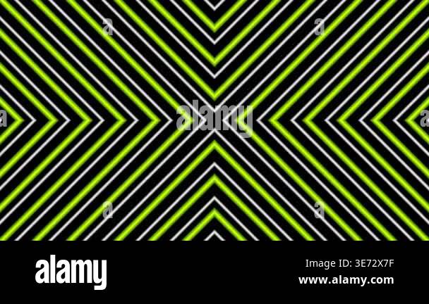 Abstract Neon Chevron Lines Flashing Rhythmically on Black Background ...