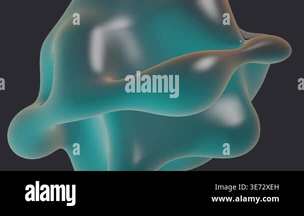 Abstract translucent cyan 3d morphing blob floating and shifting on a ...