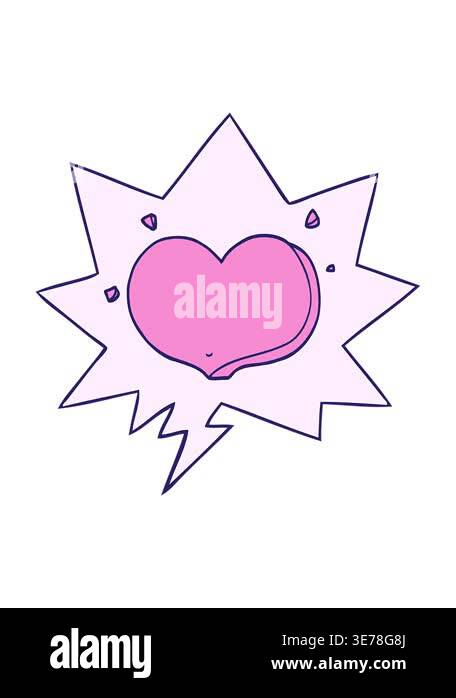 pressure popping animation of cartoon love heart with speech bubble ...