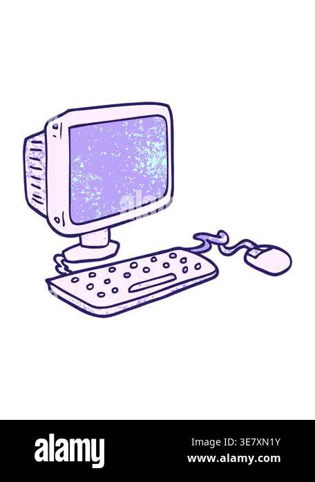 pixelize effect animation of cartoon doodle office computer Stock Video ...