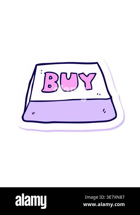 neon light effect animation of sticker of a cartoon computer key buy ...