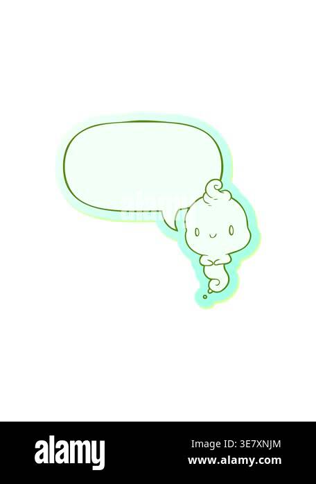 starburst effect animation of cute cartoon ghost with speech bubble ...