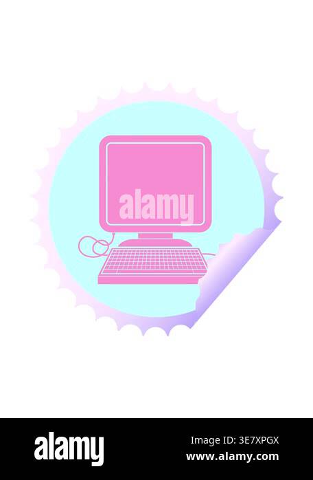 spinning motion animation of computer with mouse and screen circular ...