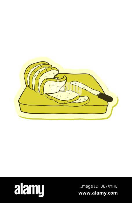 changing color animation of sticker of a cartoon sliced bread Stock ...