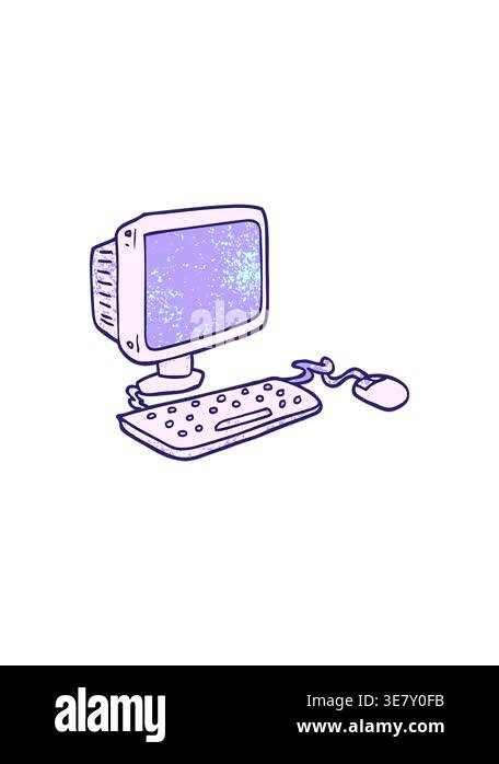 splitting effect animation of cartoon doodle office computer Stock ...