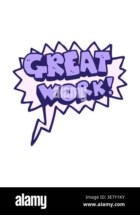 shaking motion animation of great work freehand drawn speech bubble ...