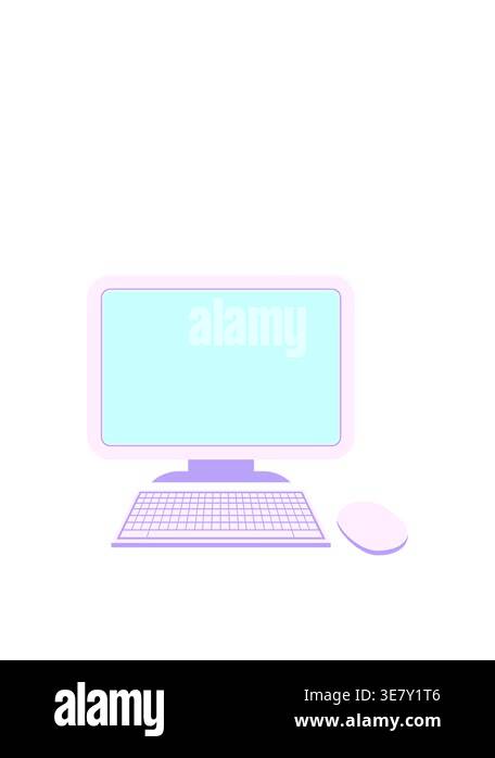 rise and float animation of computer with wireless mouse and keyboard ...