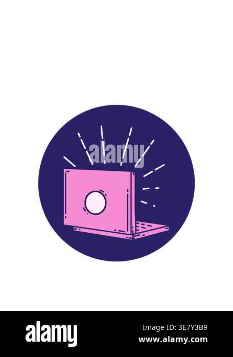 jumping motion animation of icon of a tattoo style laptop computer ...