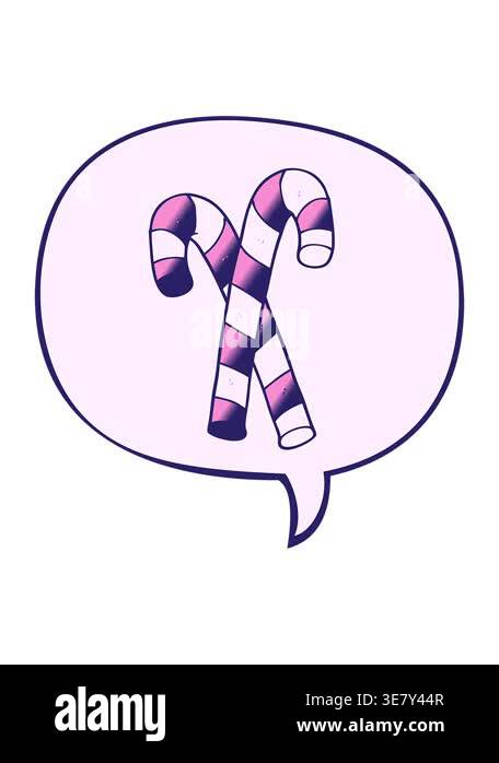 shaking motion animation of cartoon candy canes with speech bubble in ...