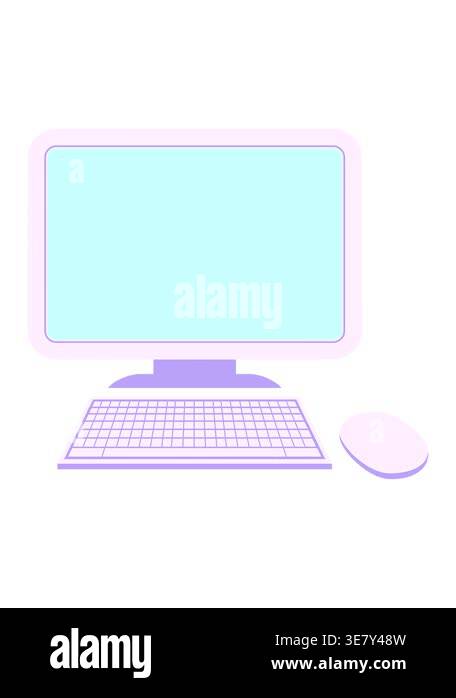 jiggle and pause animation of computer with wireless mouse and keyboard ...