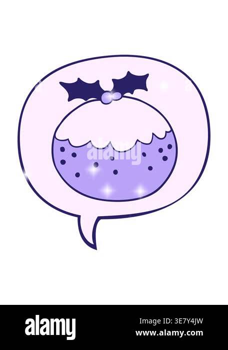 glitter effect animation of cartoon christmas pudding with speech ...