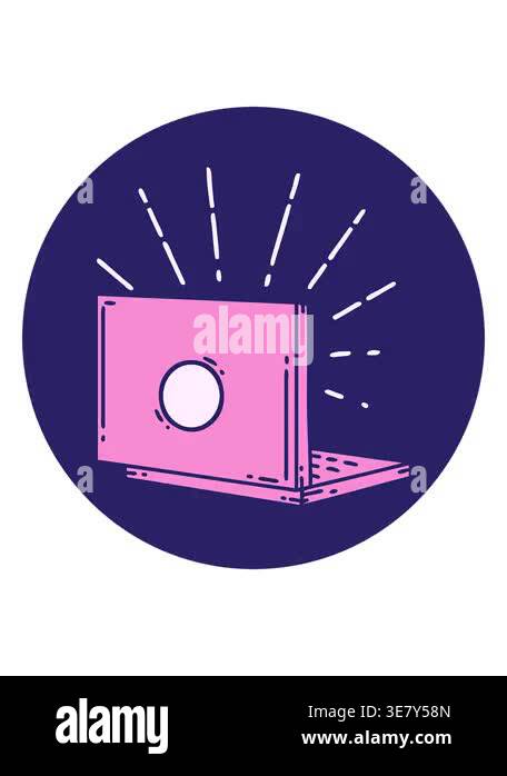 pixelize effect animation of icon of a tattoo style laptop computer ...