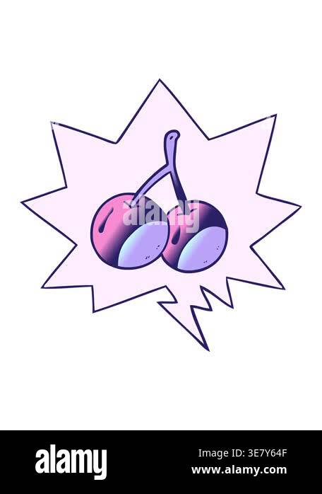 bobbing motion animation of cartoon cherries with speech bubble in ...