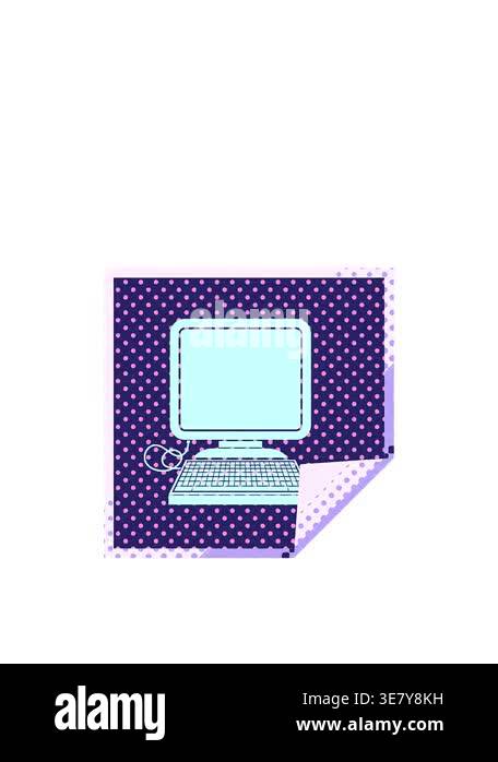 jumping motion animation of computer with mouse and screen square ...