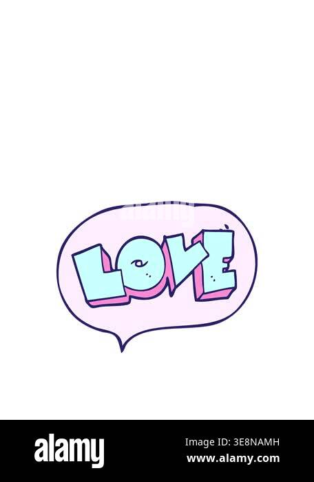 jumping motion animation of freehand drawn speech bubble cartoon love ...