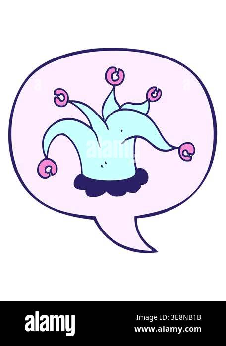 jiggle motion animation of cartoon jester hat with speech bubble Stock ...