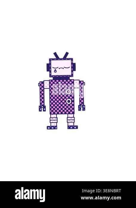 horizontally vibrating animation of comic book style cartoon of a robot ...