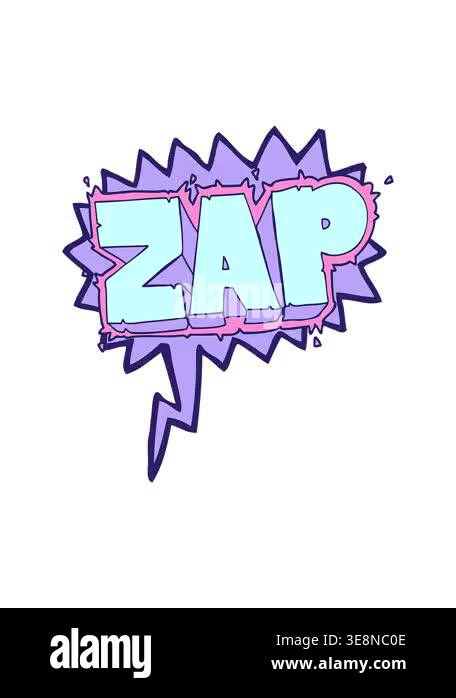 pixelize effect animation of freehand drawn speech bubble cartoon zap ...