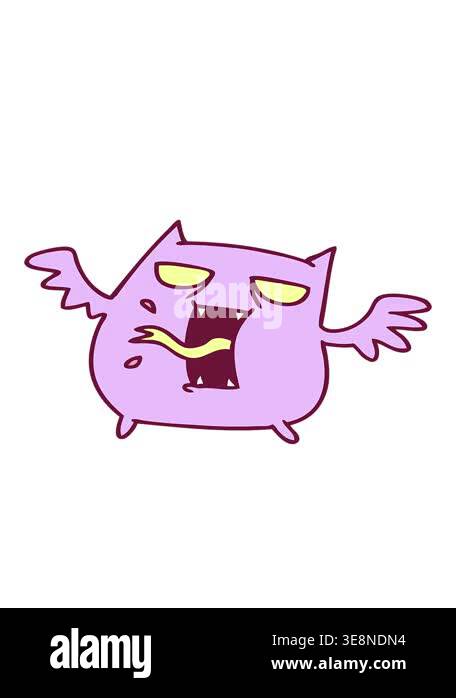 bobbing motion animation of freehand drawn cartoon of cute scary kawaii ...
