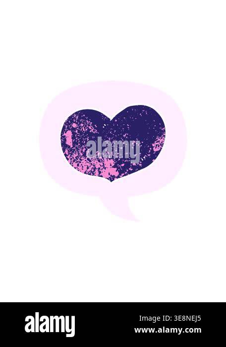 radioactive glowing animation of cartoon love heart with speech bubble ...