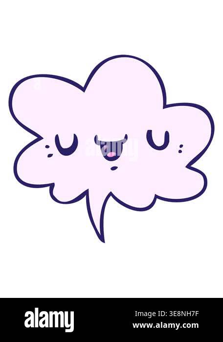 shaking motion animation of happy cartoon face with speech bubble in ...