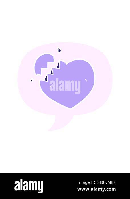attention grabbing animation of cartoon broken heart with speech bubble ...