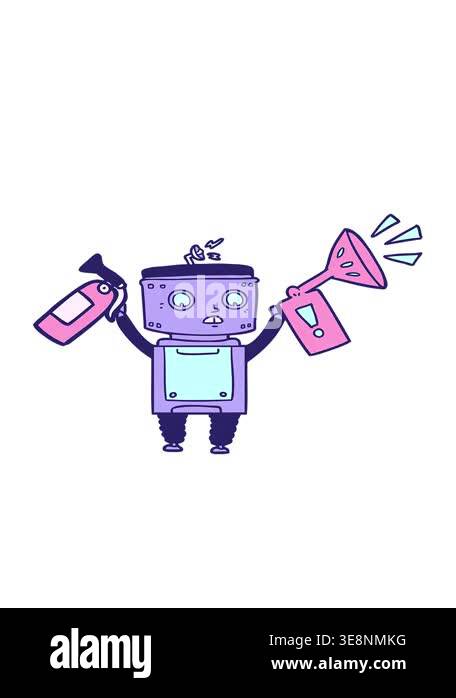 bobbing motion animation of a funny cartoon robot Stock Video Footage ...
