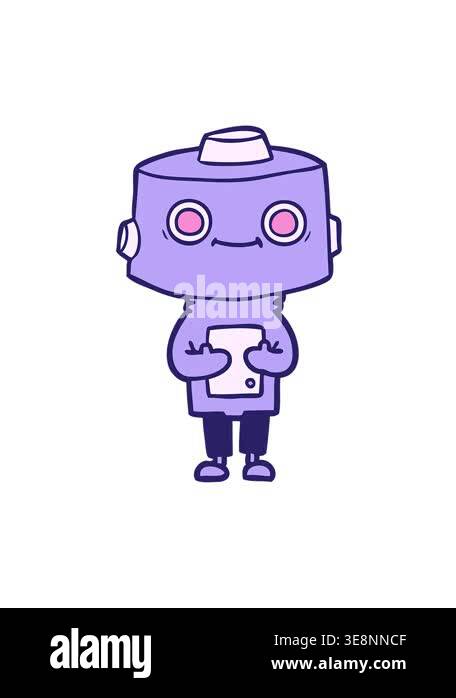vibrating motion animation of hand drawn cartoon robot Stock Video ...
