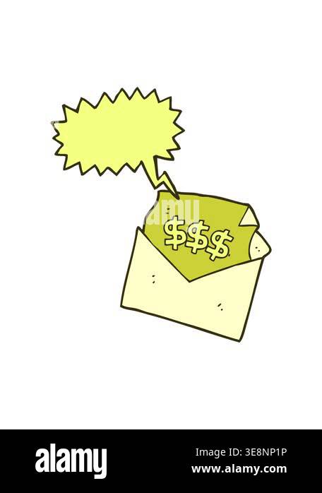 changing color animation of freehand drawn speech bubble cartoon bill ...
