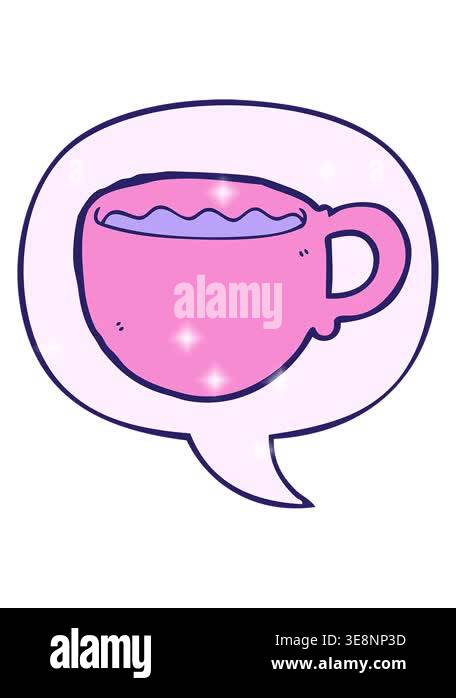 glitter effect animation of cartoon coffee cup with speech bubble Stock ...