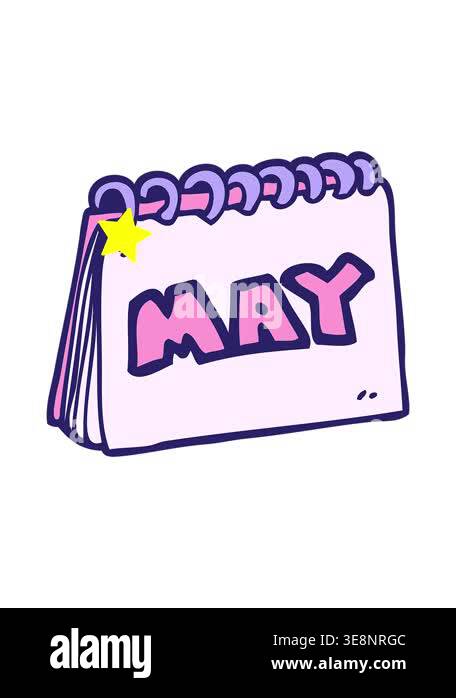 twinkling stars effect animation of cartoon doodle calendar showing ...