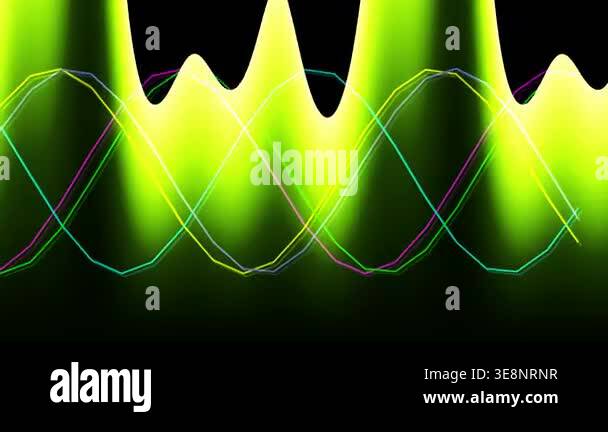 Dynamic abstract visualization of overlapping waveforms, representing ...