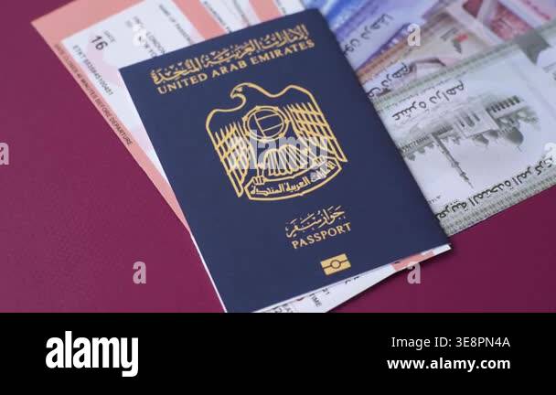 OAE passport for travelling, flying and doing business. Arabic document ...