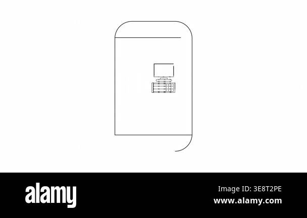 A minimalist line art icon depicting computer support via a smartphone ...